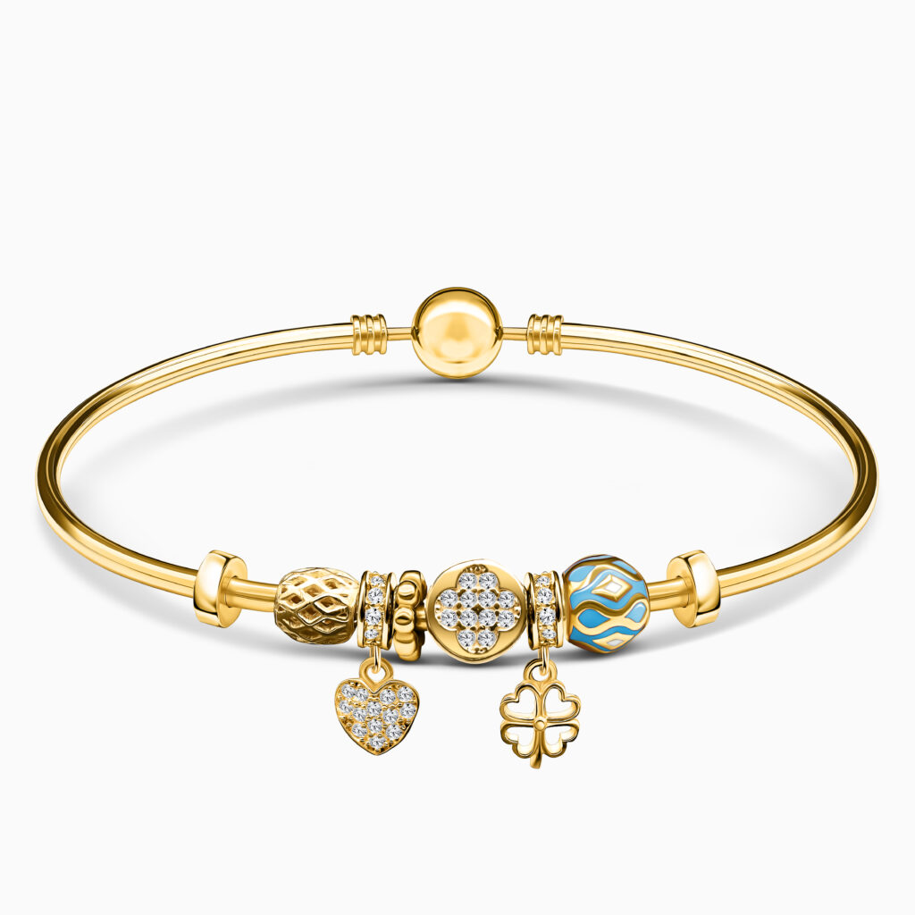 22K Gold Charm Bangle (10.40G) - Queen of Hearts Jewelry