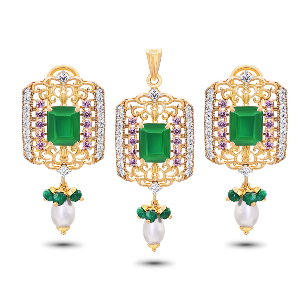 22K Gold Pendant and Earring Sets Online - Queen of Hearts Jewelry