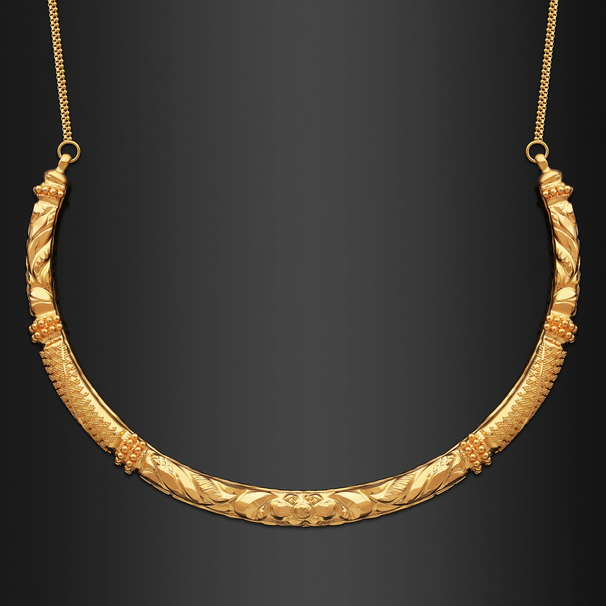 22K Gold Hasuli Floral Pipe Necklace (28.20G) - Queen of Hearts Jewelry